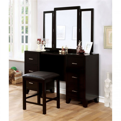 Rosdorf Park Commodore Vanity Set with Stool and Mirror Reviews Wayfair